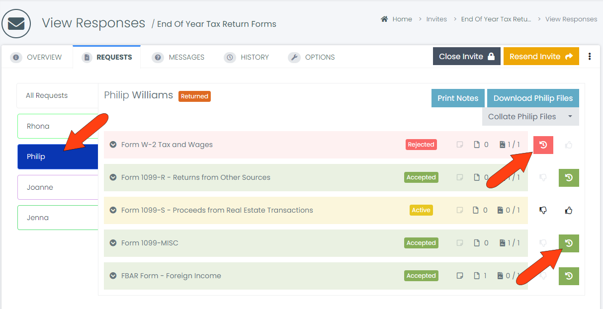 Approving or Rejecting Request Documents